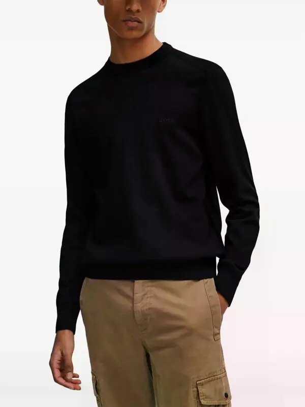 BOSS Logo-embroidered Ribbed Jumper
