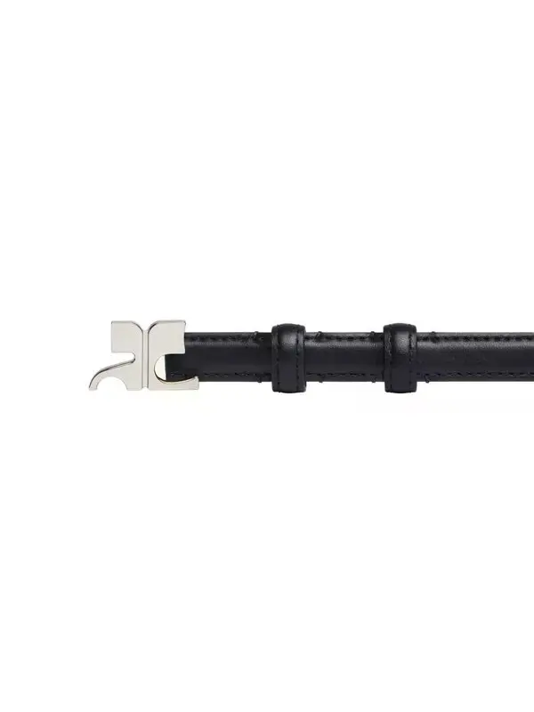COURREGES Leather Buckle Belt - Black