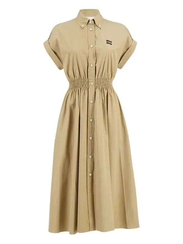 Miu Miu Abiti Popeline Dress - Beige