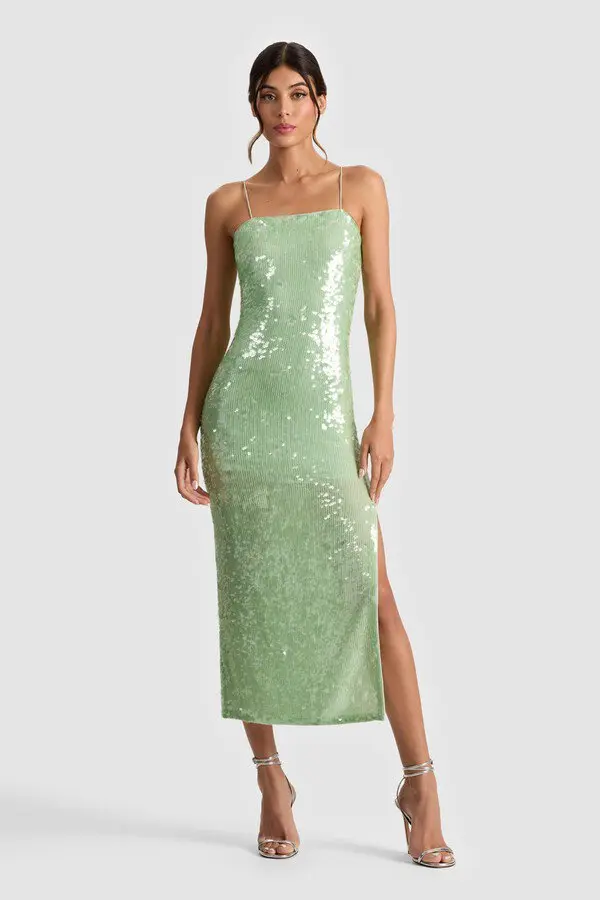 alice olivia green sequin dress Fifi Midi theatre costume supplies