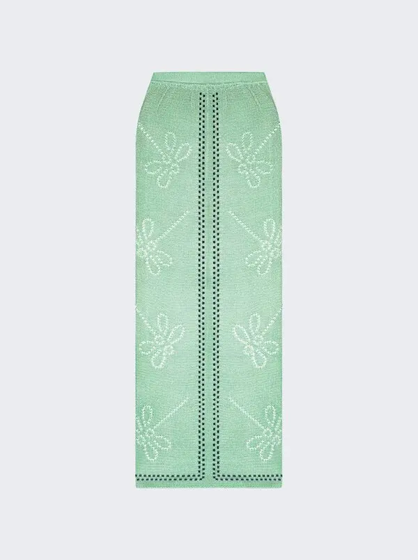 Calle Del Mar Garden Party A-line Midi Skirt - Green