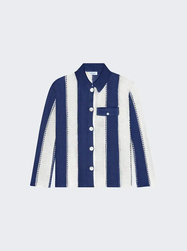 Calle Del Mar Cabana Stripe Long Sleeve Shirt - Navy