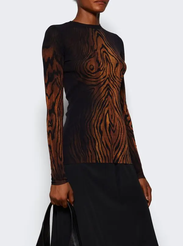 JEAN PAUL GAULTIER Mesh Long Sleeve Top - Black