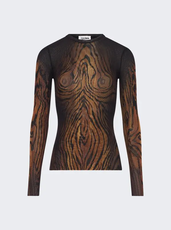 JEAN PAUL GAULTIER Mesh Long Sleeve Top - Black
