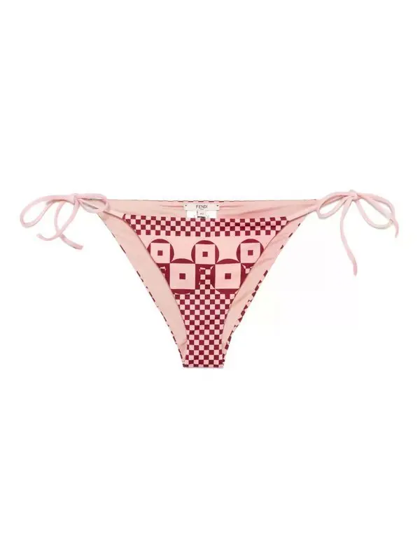 Fendi Geometric-print Tie-side Bikini Bottoms - Pink