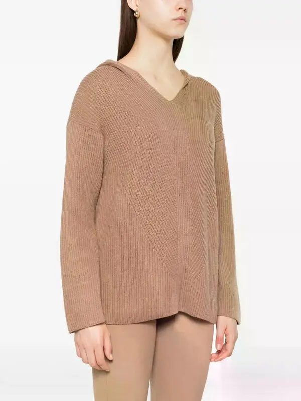Max Mara Hooded Ribbed Jumper - Brown