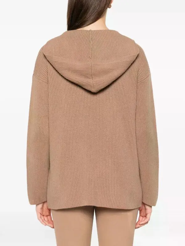 Max Mara Hooded Ribbed Jumper - Brown