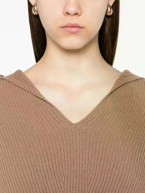 Max Mara Hooded Ribbed Jumper - Brown