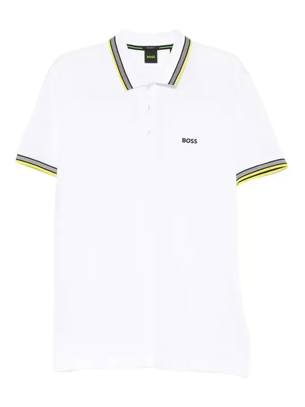 BOSS Tipped-collar Polo Shirt - White