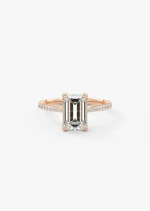FRANK DARLING Cathedral Royale Pavé Emerald Cut Engagement Ring - Yellow Gold
