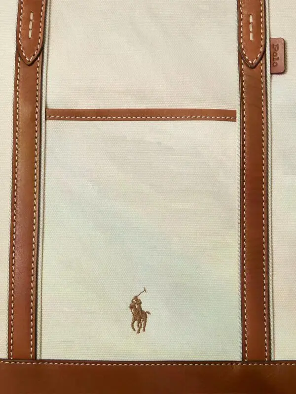 Polo Ralph Lauren Leather-trim Canvas Tote - Neutrals