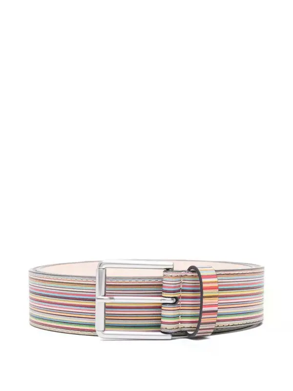 Paul Smith Striped Leather Belt - Blue
