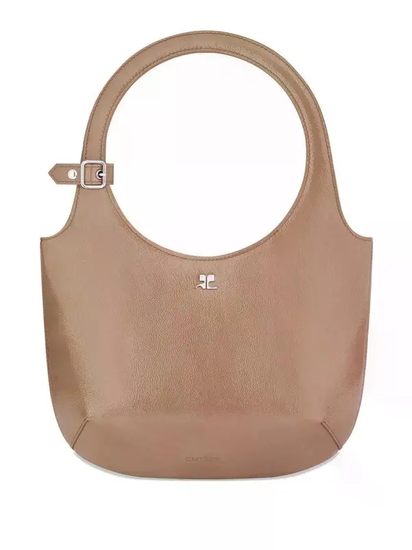 COURREGES Leather Shoulder Bag With Rounded Handle - Brown