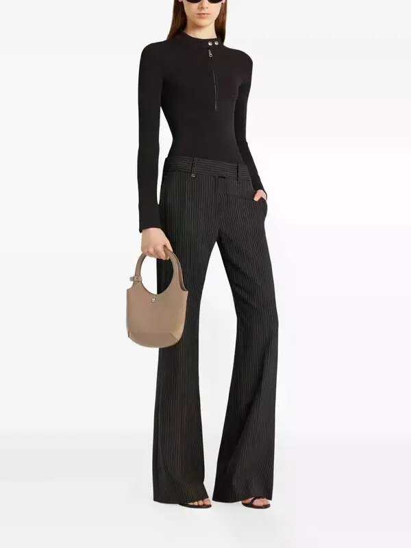 COURREGES Leather Shoulder Bag With Rounded Handle - Brown