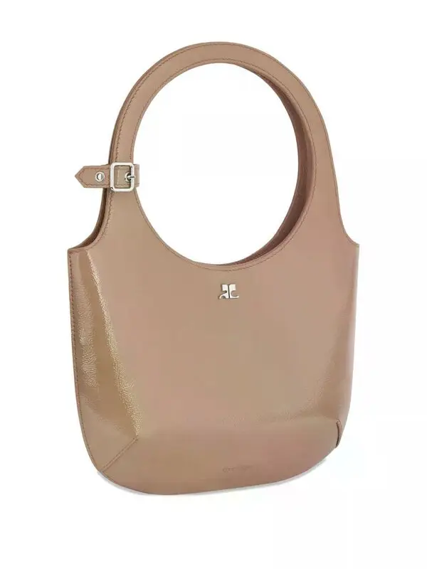 COURREGES Leather Shoulder Bag With Rounded Handle - Brown