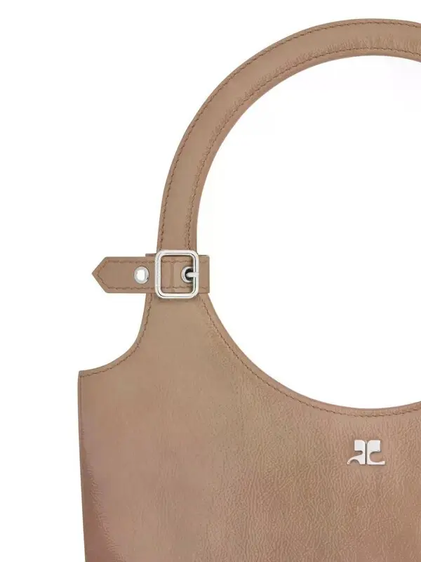 COURREGES Leather Shoulder Bag With Rounded Handle - Brown