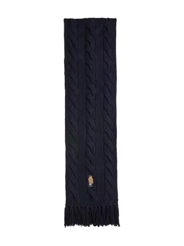 Polo Ralph Lauren Cable-knit Embroidered Scarf - Blue