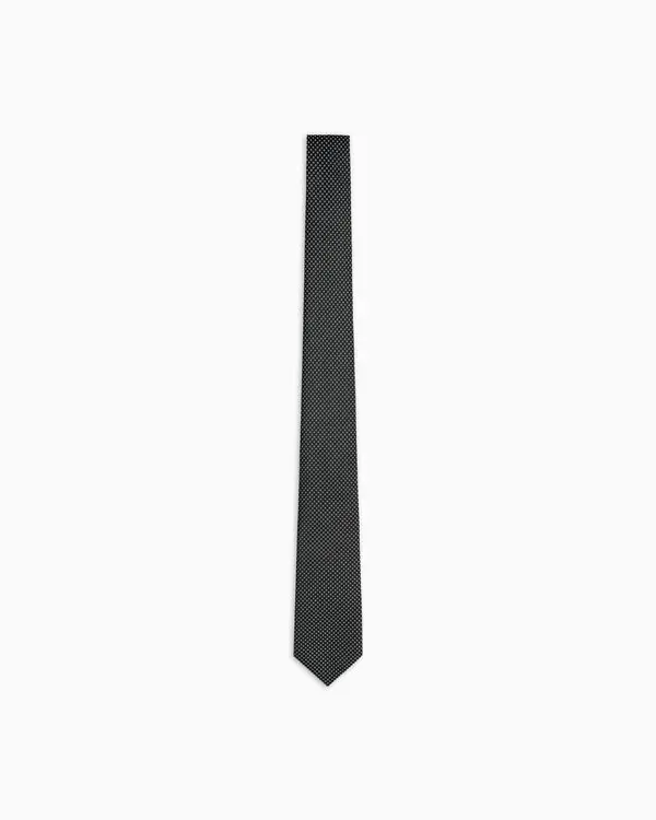 Giorgio Armani Silk Neck Tie With Jacquard Micro-pattern - Black