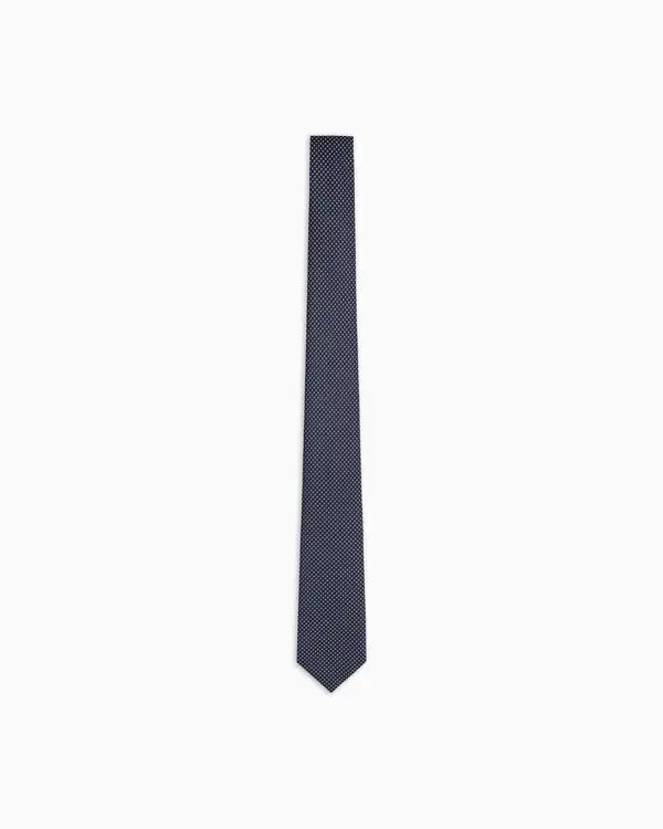 Giorgio Armani Silk Neck Tie With Jacquard Micro-pattern - Blue