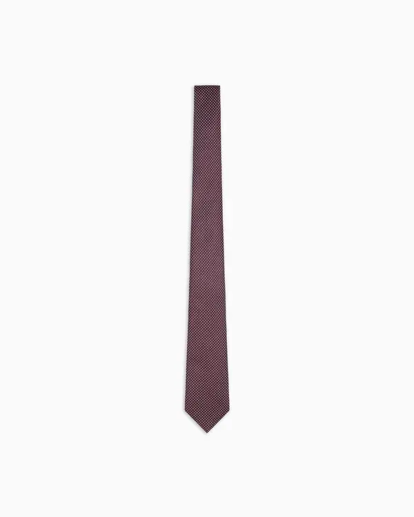 Giorgio Armani Silk Neck Tie With Jacquard Micro-pattern - Red