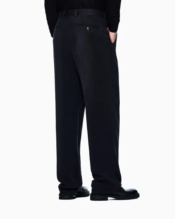 Giorgio Armani Canneté Cupro Flat-front Trousers