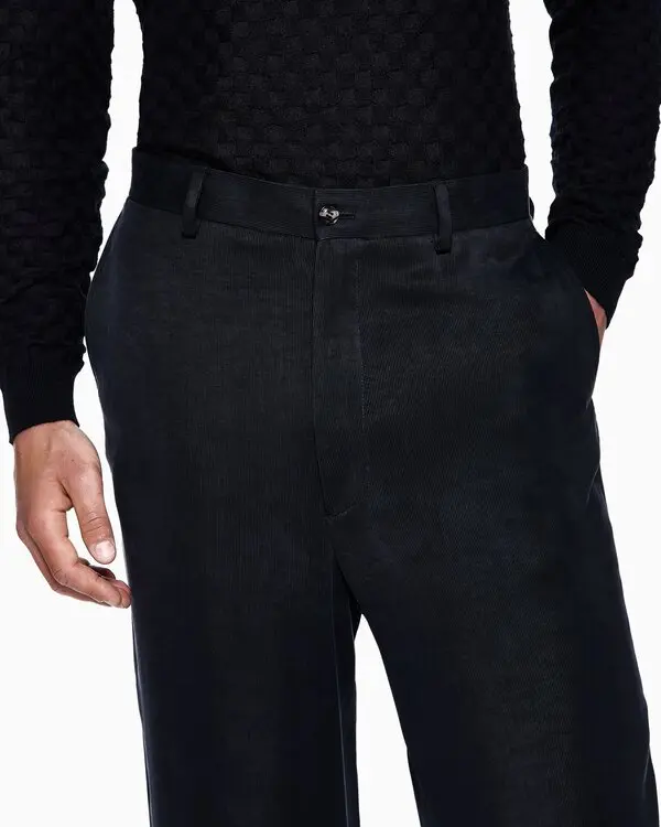 Giorgio Armani Canneté Cupro Flat-front Trousers