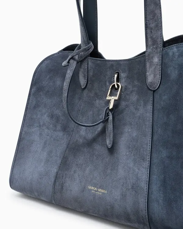 Giorgio Armani Large Suede Tote - Grey