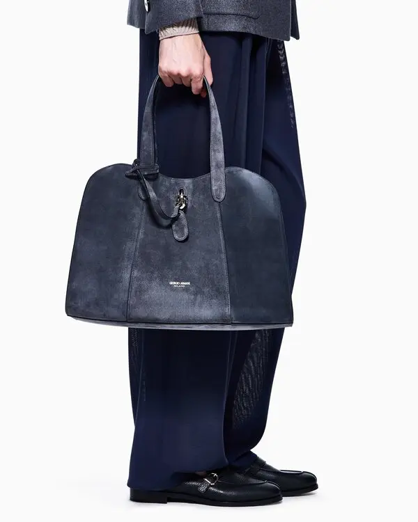 Giorgio Armani Large Suede Tote - Grey