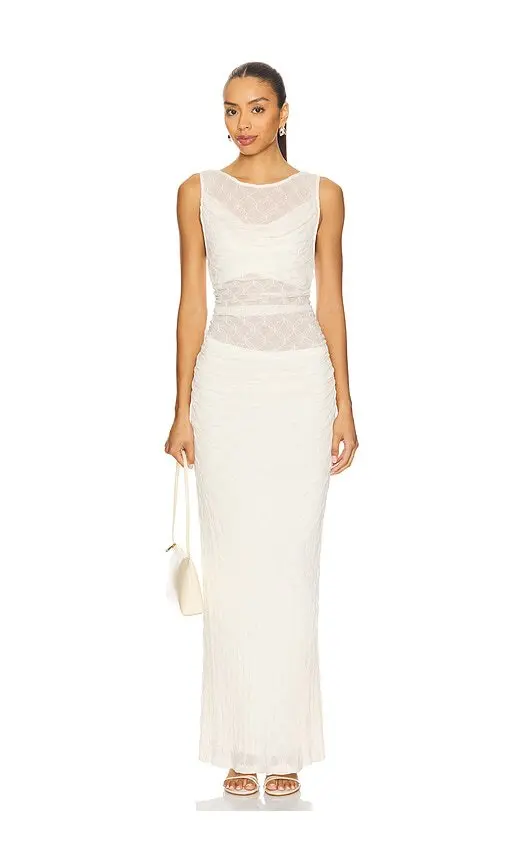 SOVERE / Love Cowl Mesh Maxi Dress - Cream