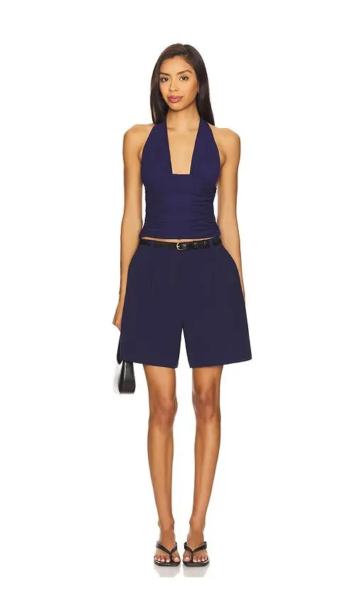SEROYA Bimini Mesh Halter Top - Navy
