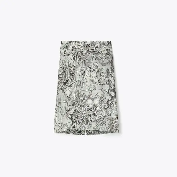 Tory Burch Printed Viscose Midi Skirt