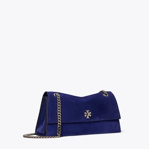 Tory Burch Kira Turnlock Suede Shoulder Bag - Ballpoint Blue