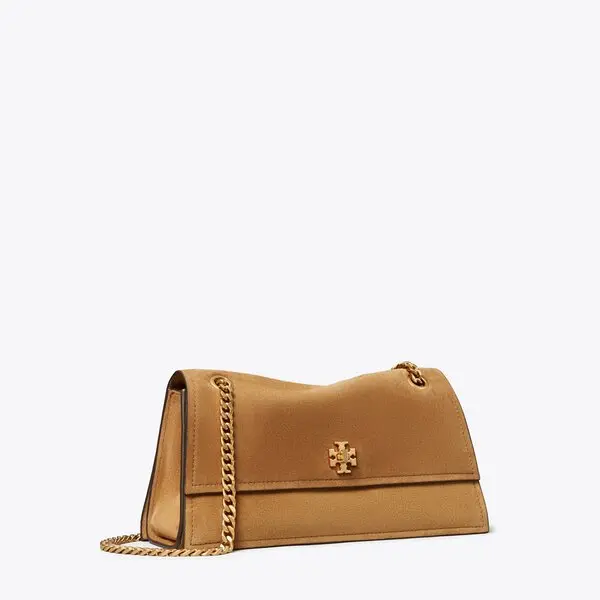 Tory Burch Kira Turnlock Suede Shoulder Bag - Toffee