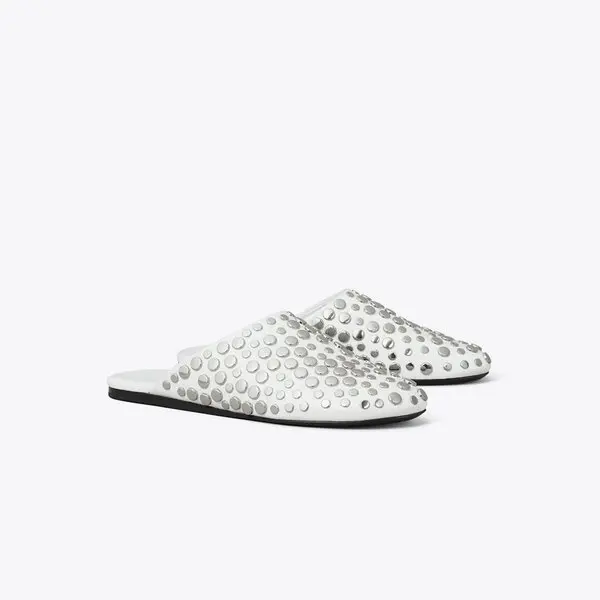 Tory Burch Studded Leather Mule - Cloud/silver
