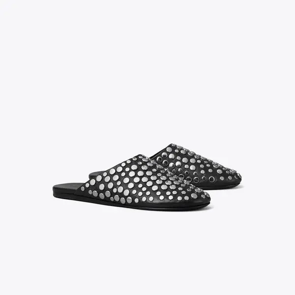 Tory Burch Studded Leather Mule - Perfect Black/silver