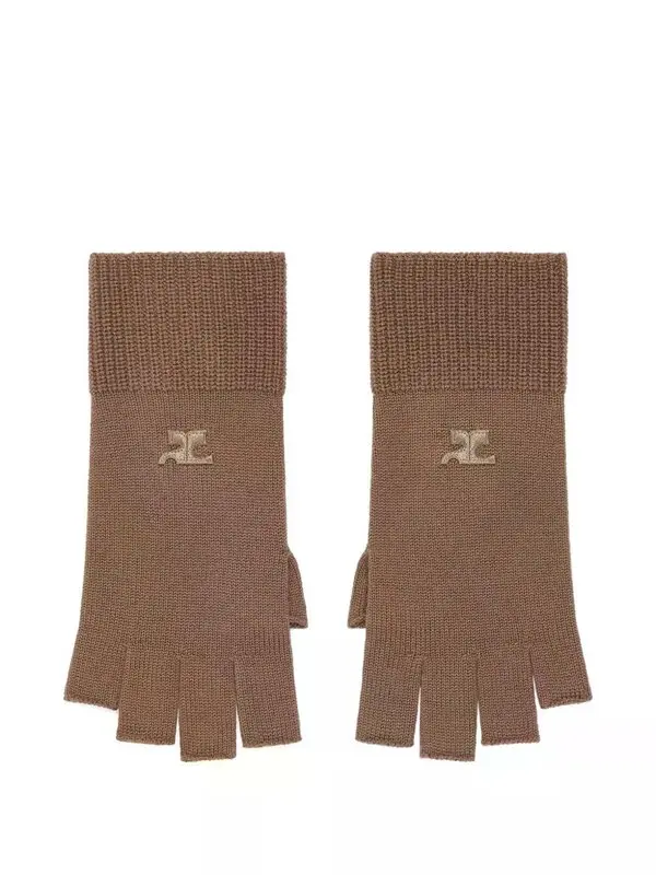 COURREGES Ribbed Fingerless Gloves - Brown