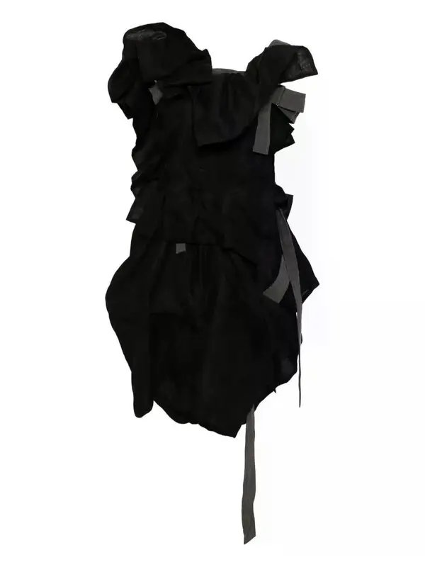 Yohji Yamamoto Linen Draped Dress - Black