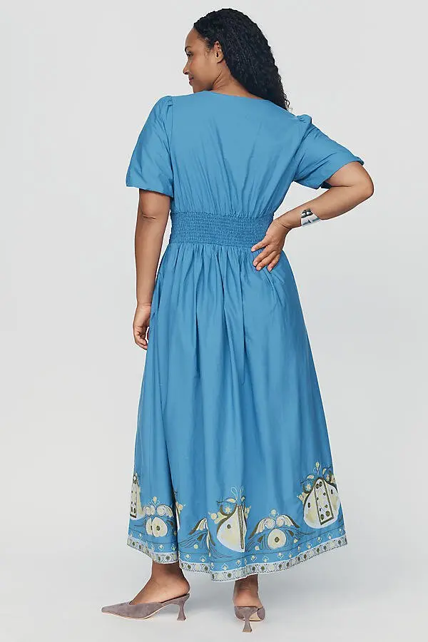 Anthropologie Katerina Embroidered Maxi Dress