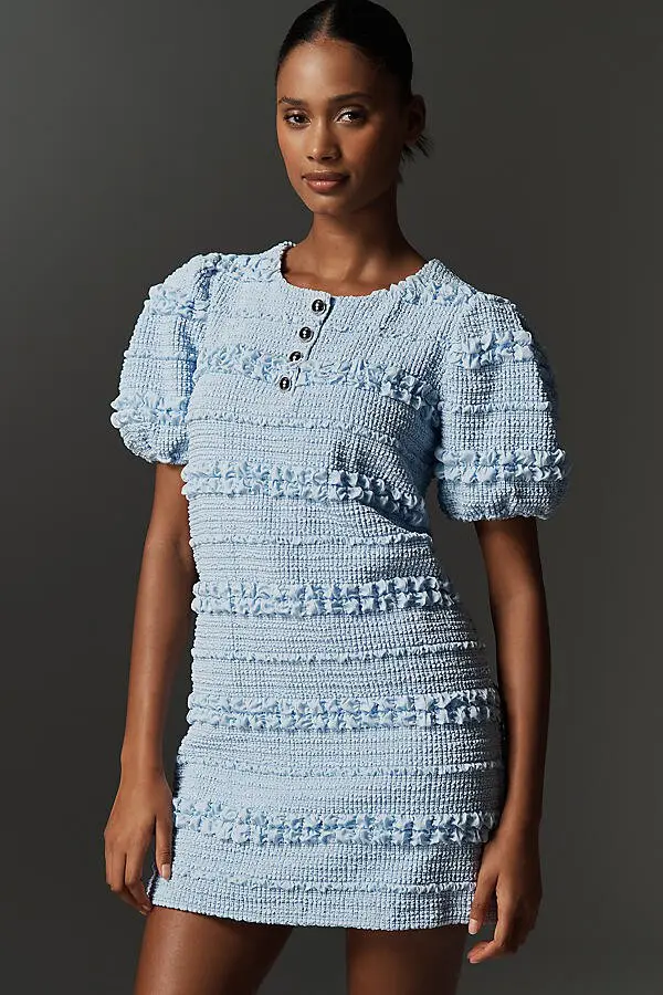 English Factory Short-sleeve Smocked Mini Dress