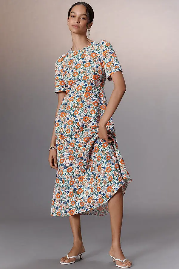 Hunter Bell Casey Linen Blend Midi Dress In Multicolor - 34% Off |  Editorialist