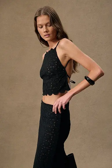 ST. AGNI Doily Backless Top
