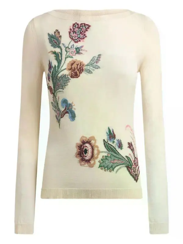 Etro Floral-jacquard Sweater - Neutrals