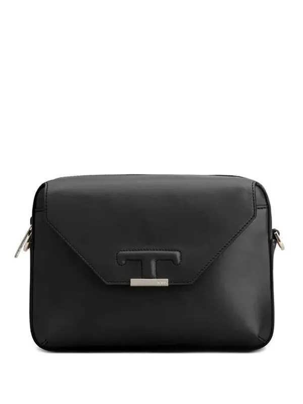TOD'S T-logo Flap Shoulder Bag - Black