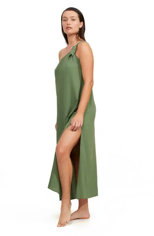 LUMA GOTTEX One Shoulder Sarong Style Maxi Dress Coverup