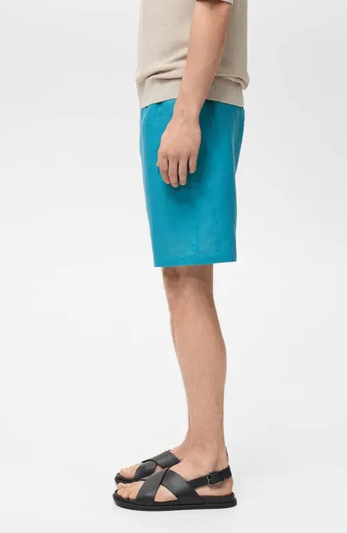 Mango Cotton And Linen Bermuda Shorts - Turquoise