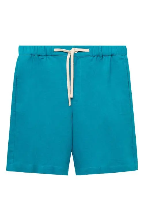 Mango Cotton And Linen Bermuda Shorts - Turquoise