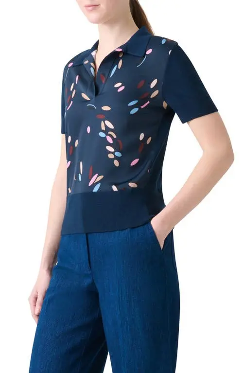 Akris Dropping Dots Mixed Media Polo