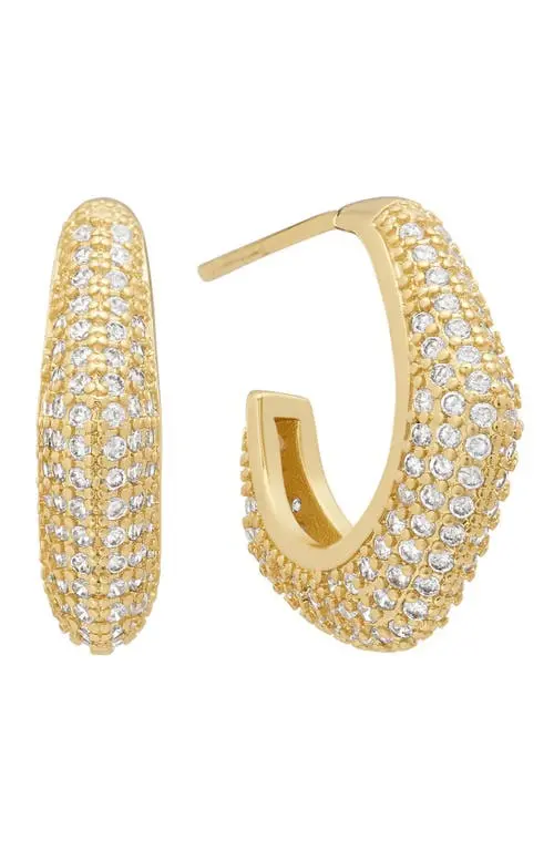 ATHRA LUXE Pavé V-shape Hoop Earrings - Gold