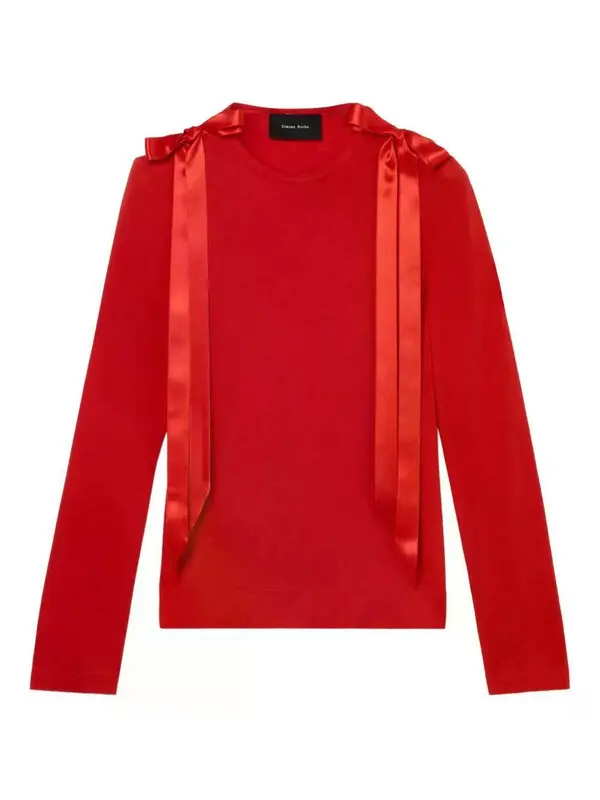 Simone Rocha Ribbon-bow Long-sleeve T-shirt - Red