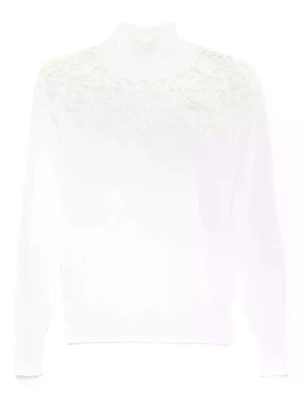 Ermanno Scervino Lace-insert High-neck Sweater - White
